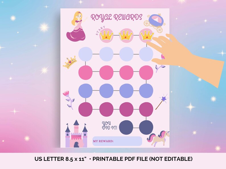 Princess Reward Chart for Children, Printable Behavior or Chore Chart ...