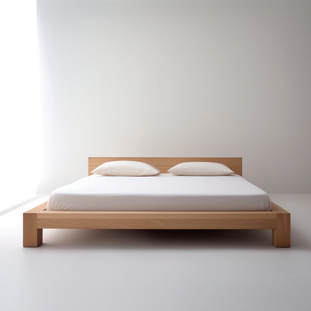 Handmade Minimalist Bed Frame in Solid Oak select Bed Size Under ...