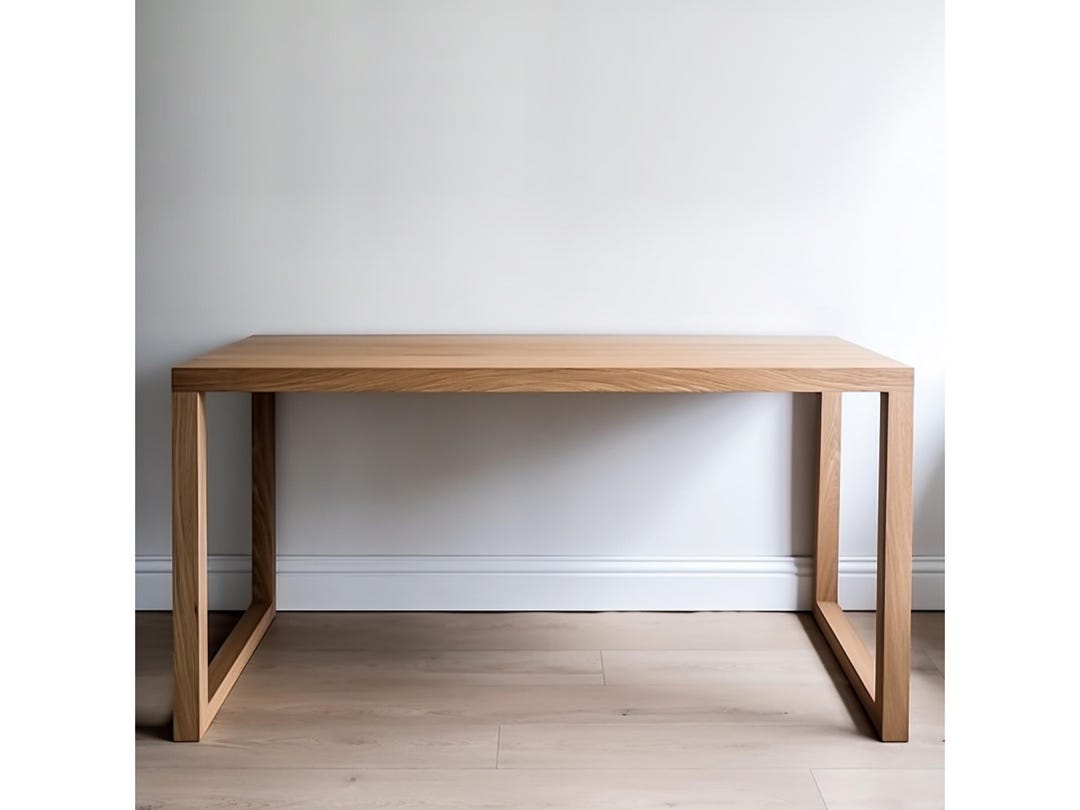 Natural Oak Minimalist Desk for Home and Office - 100% Solid Oak Wood ...
