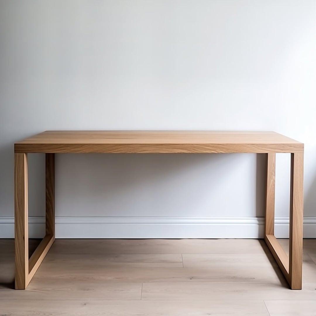 Natural Oak Minimalist Desk for Home and Office 100% Solid - Etsy UK