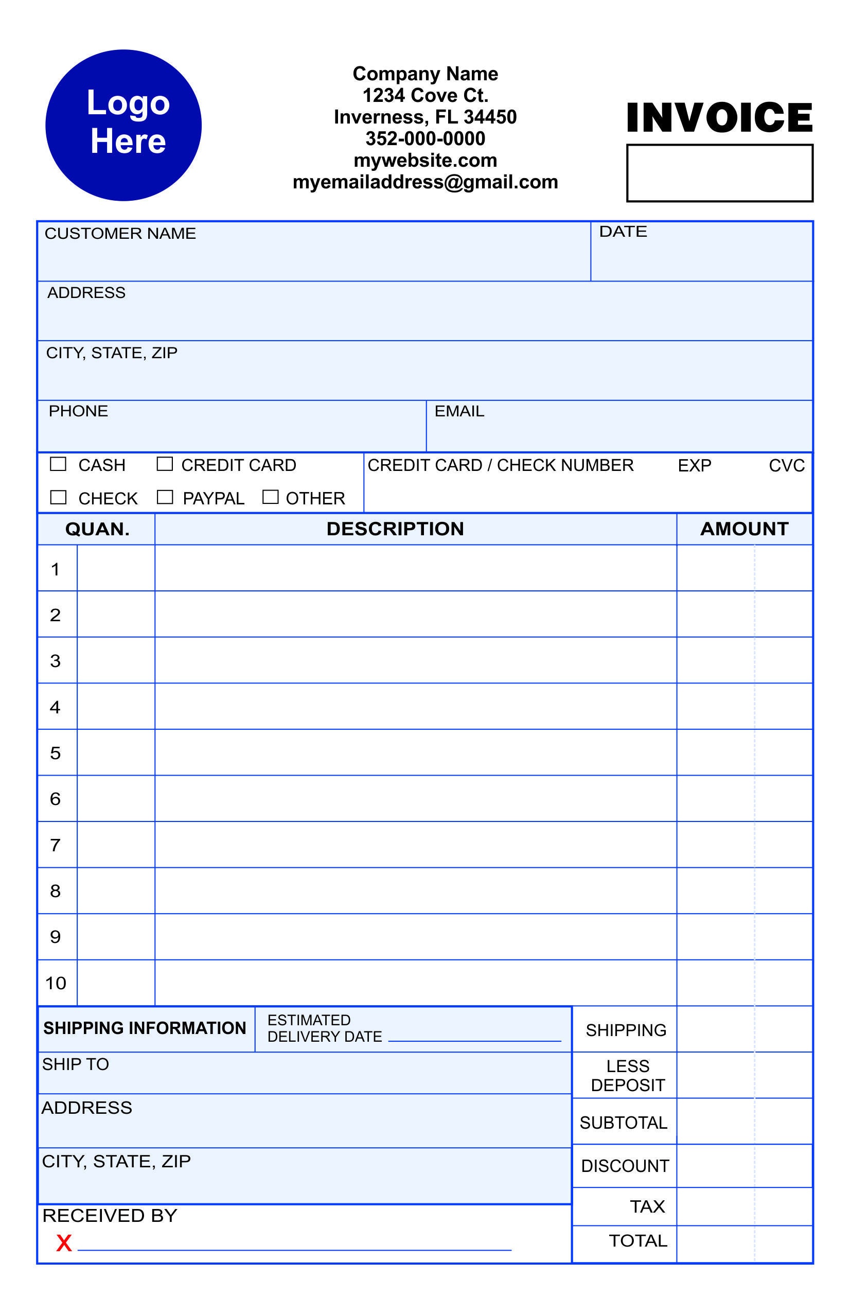 FULL COLOR Carbonless Receipt Forms Sales Tickets Invoices Customized ...