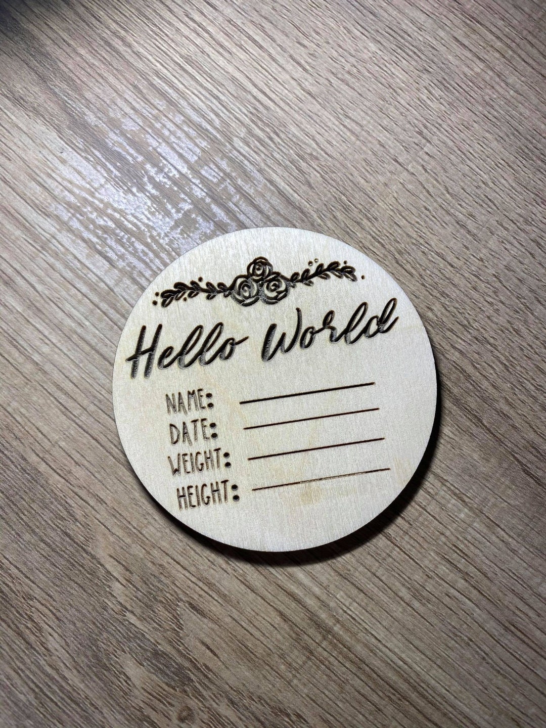 Hello World Name Tag L Wood Name Plate - Etsy