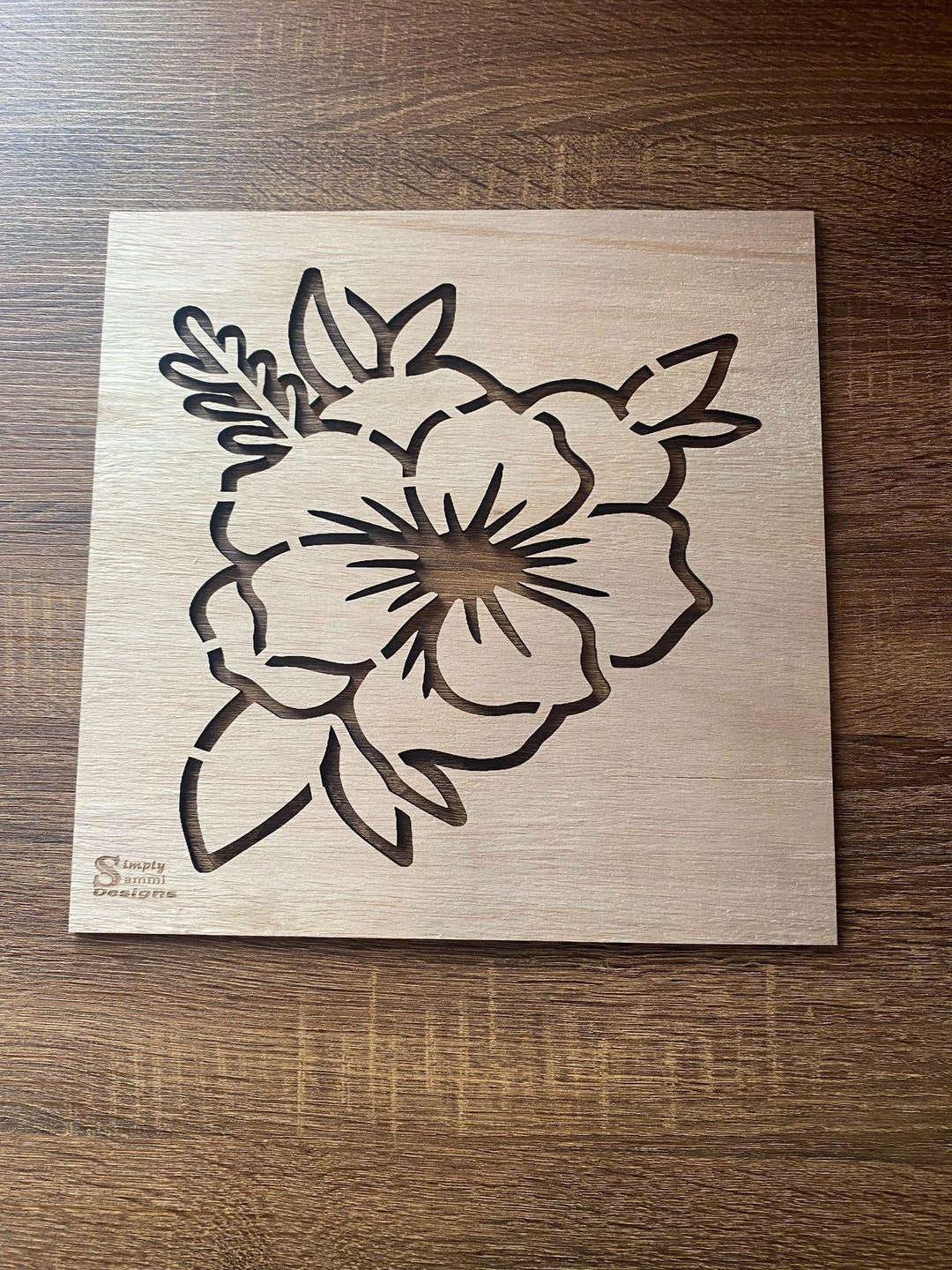 Flower With Leaves Bleach Stencil - Etsy