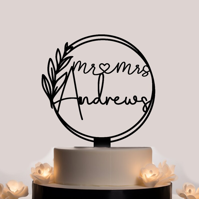 Circle Wedding Cake Topper | Personalized Custom Topper | You Pick the ...