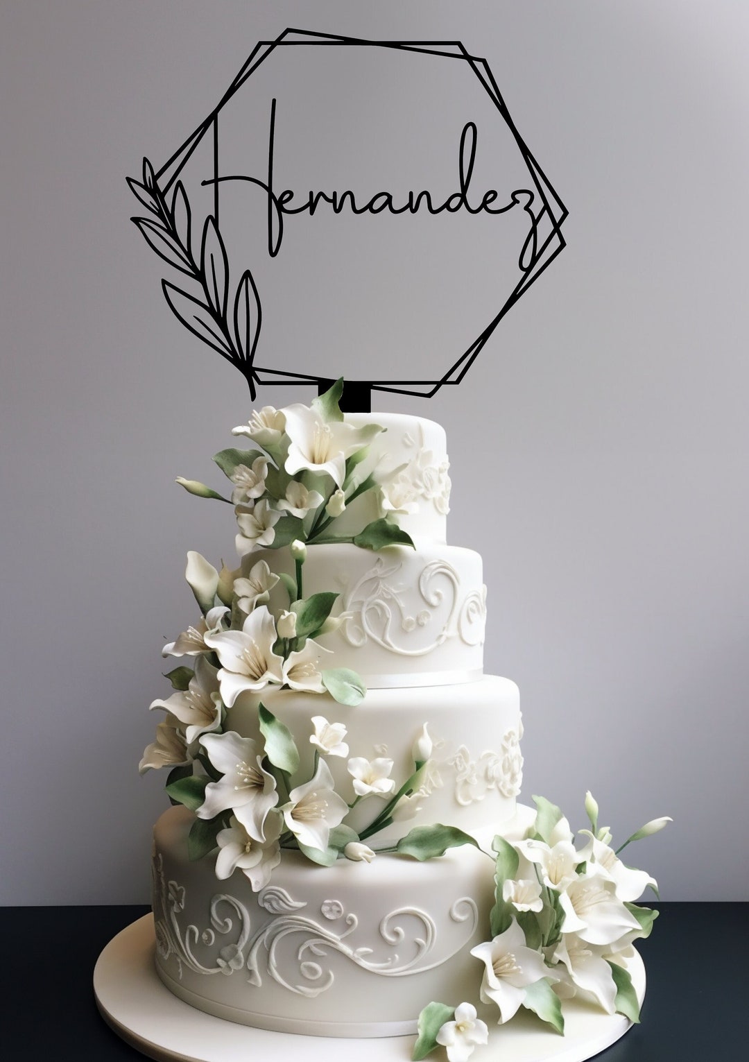 Hexagon Wedding Cake Topper | Personalized Custom Topper | You Pick the ...