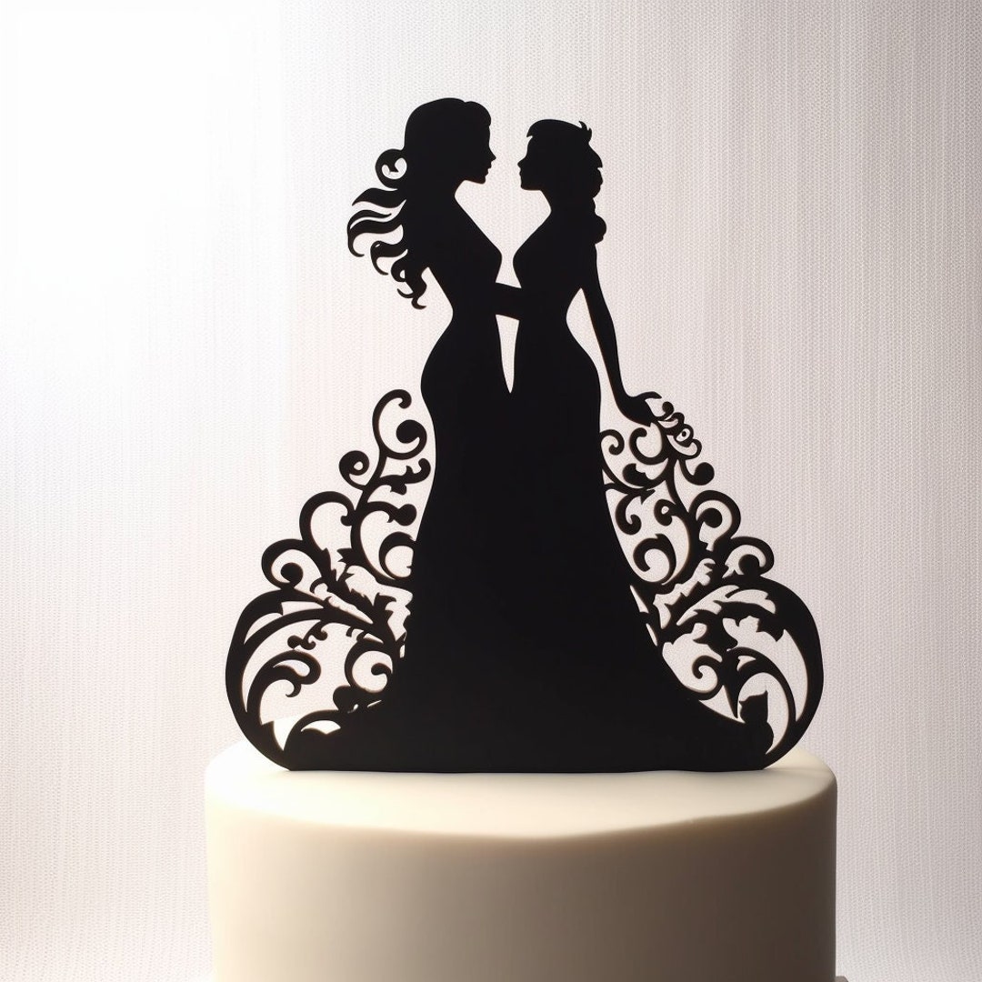 Wedding Cake Topper - Bride and Bride With Vines - Made to Order - One ...