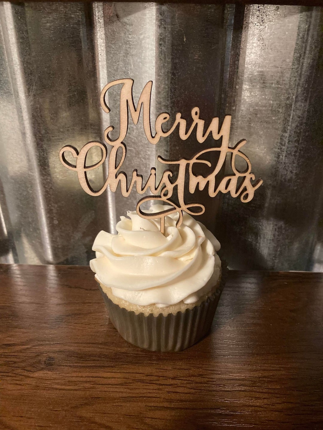 Wood Merry Christmas Cupcake Toppers! | Ships Fast - Etsy