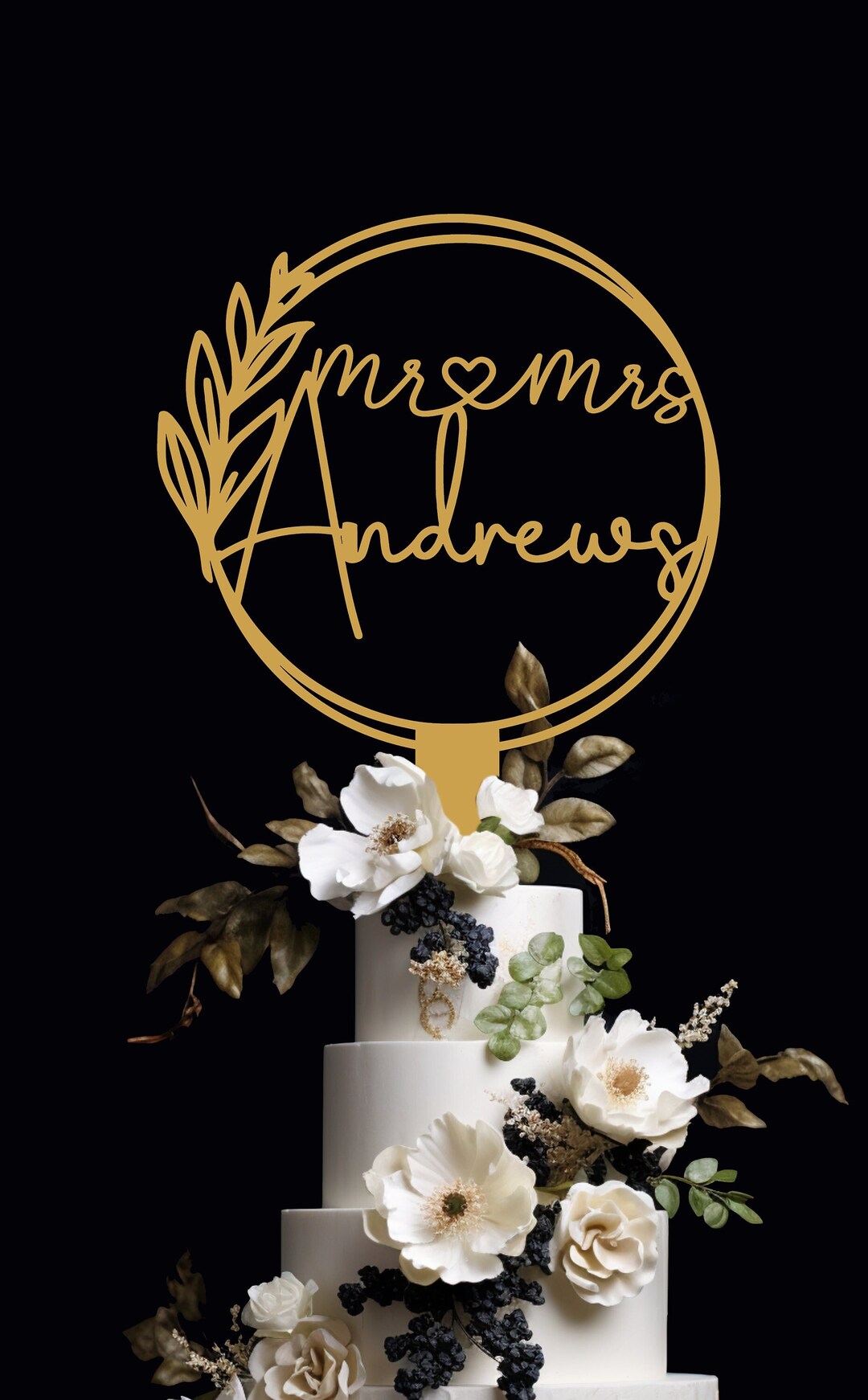 Circle Wedding Cake Topper | Personalized Custom Topper | You Pick the ...