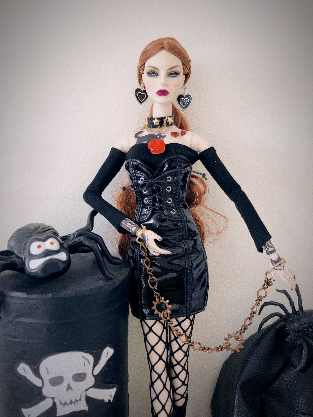 4 Colors Available Goth/cool Leather Laceup Corset Dress for 12 1/6 ...