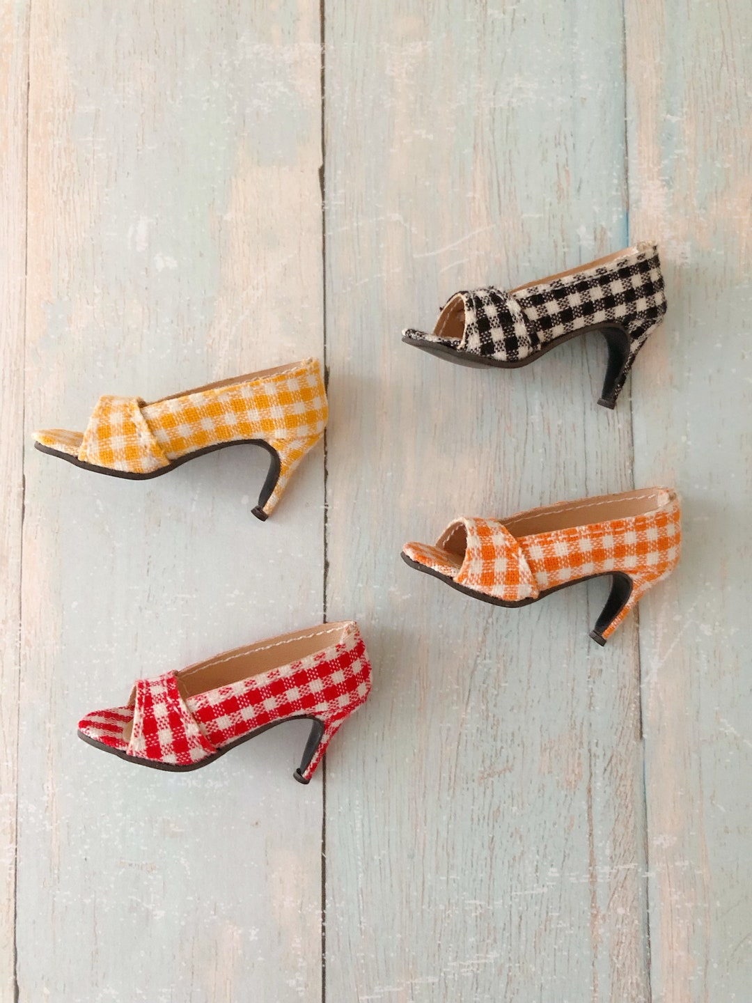 Handmade Gingham Open Toe Doll Shoes for 16 Inch Tonner Dolls Tyler ...