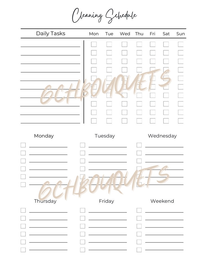 Cleaning Check List Template - Etsy