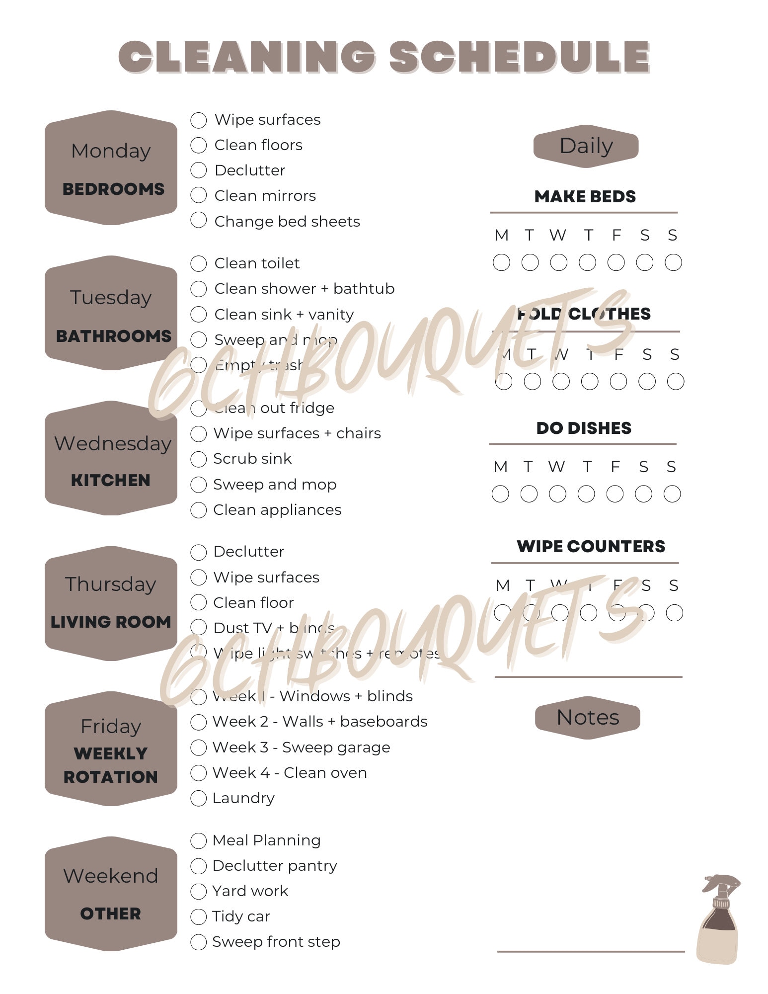 Cleaning Check List Template - Etsy