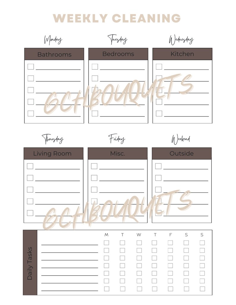 Cleaning Check List Template - Etsy