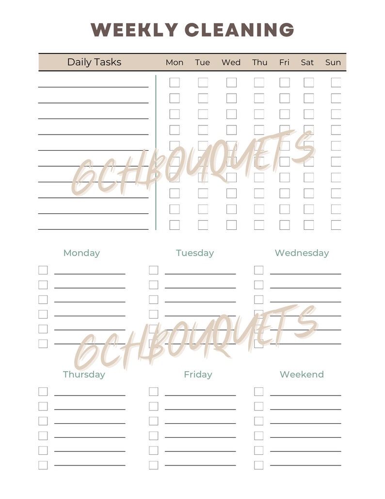 Cleaning Check List Template - Etsy