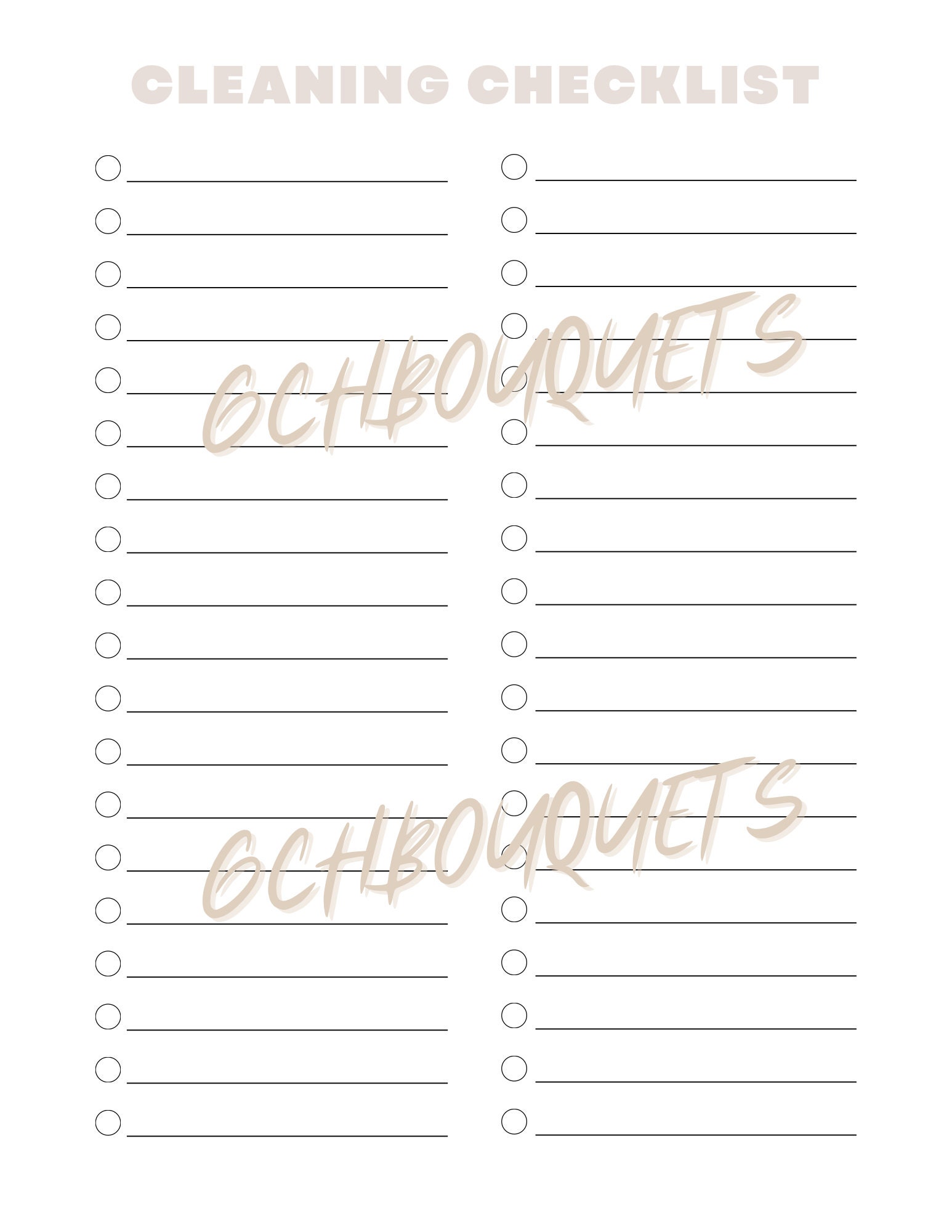 Cleaning Check List Template - Etsy