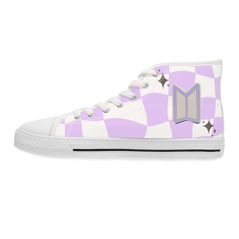 Custom Purple Retro BTS Shoes, Black and White Sole, Unique BTS Fan ...