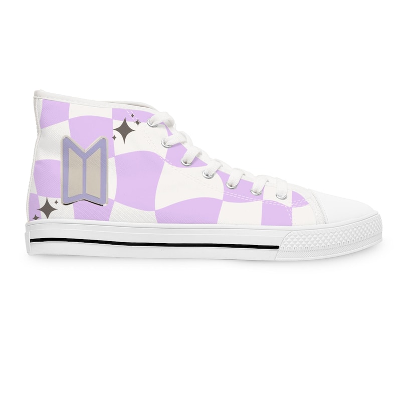 Custom Purple Retro BTS Shoes, Black and White Sole, Unique BTS Fan ...
