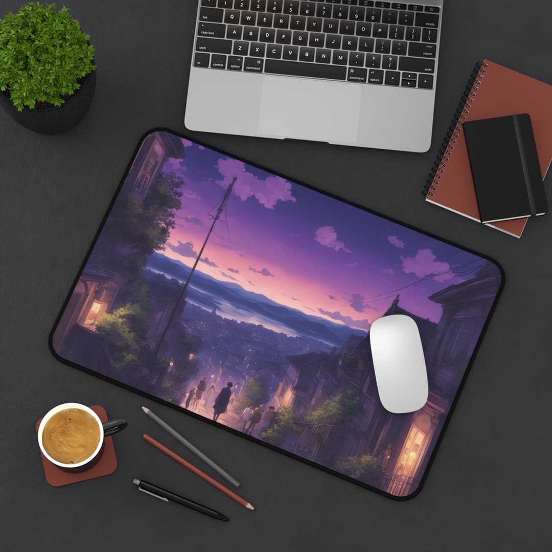 Lofi Purple Night Sky Desk Mat, Lofi Purple Night Sky Desk Mat, Purple ...