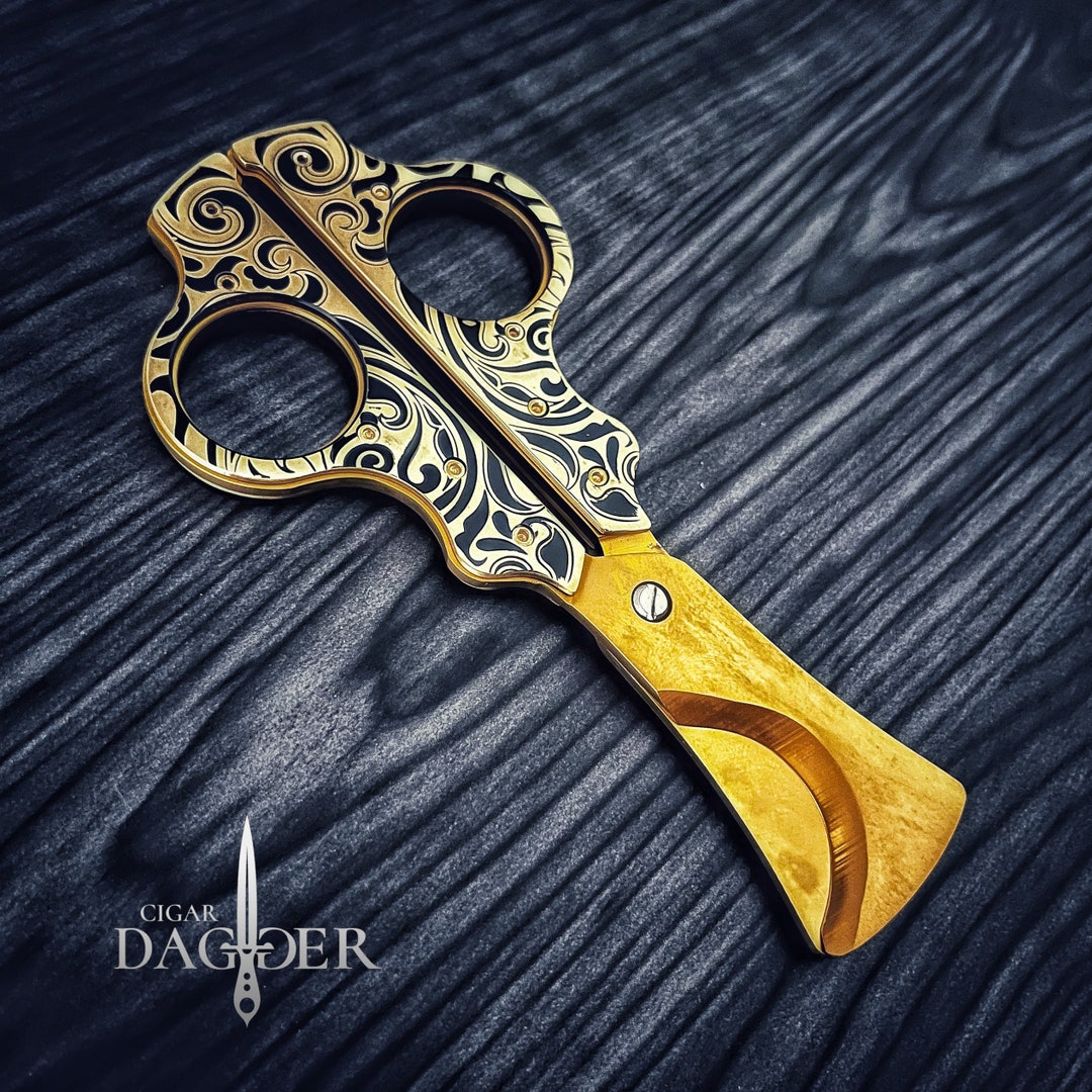 The Luxury Cigar Scissor Vintage Black & Gold by Cigar Dagger - Etsy