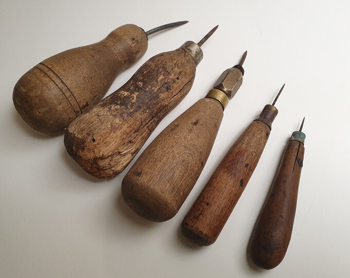 Vintage Awl, Set of 5 Pieces, Cobbler Tool, Forged Awl, Rusty Awl, Hand ...