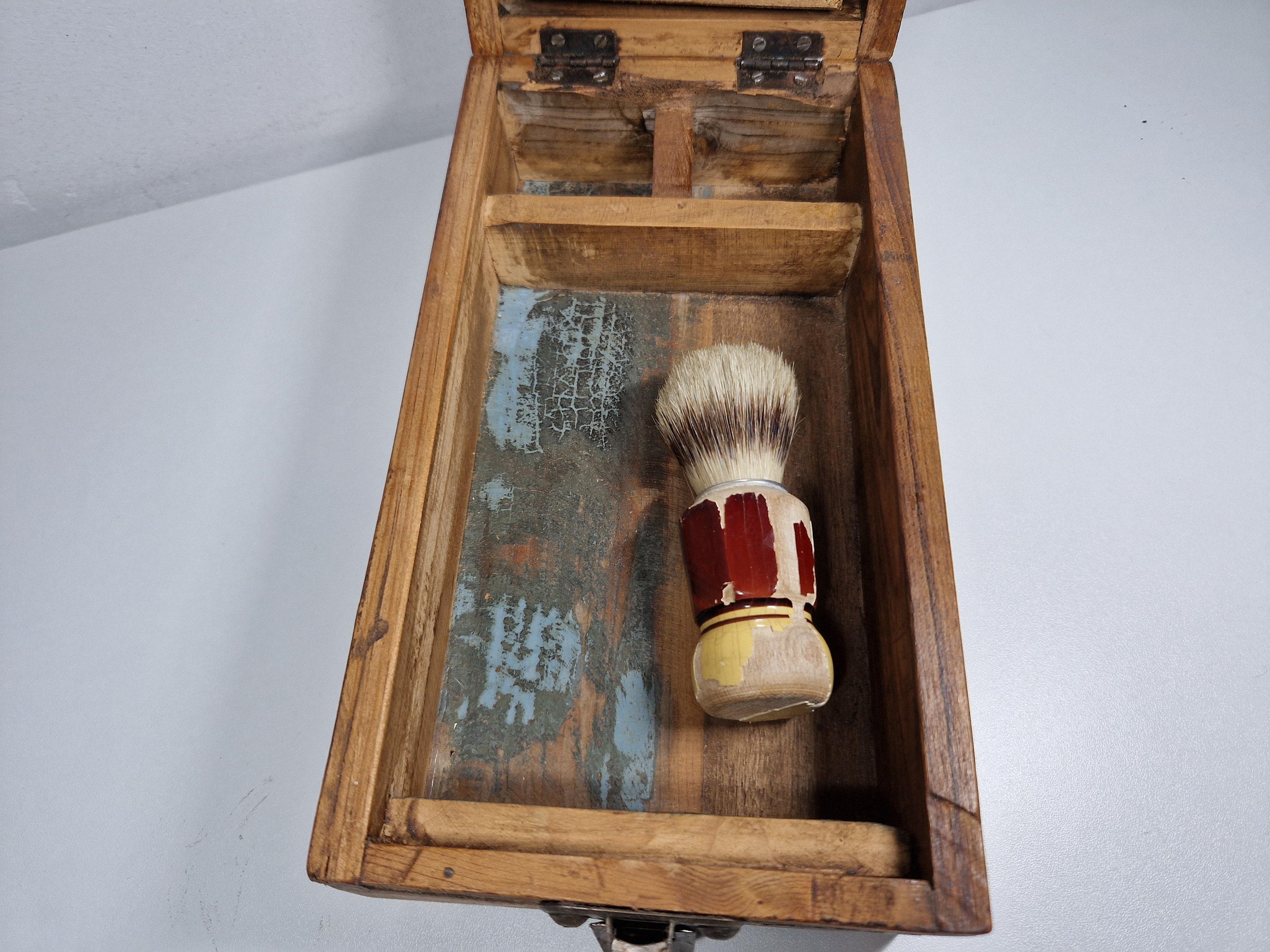 Smart Wooden Shaving Box, Wooden Barber Box With Mirror, Vintage ...