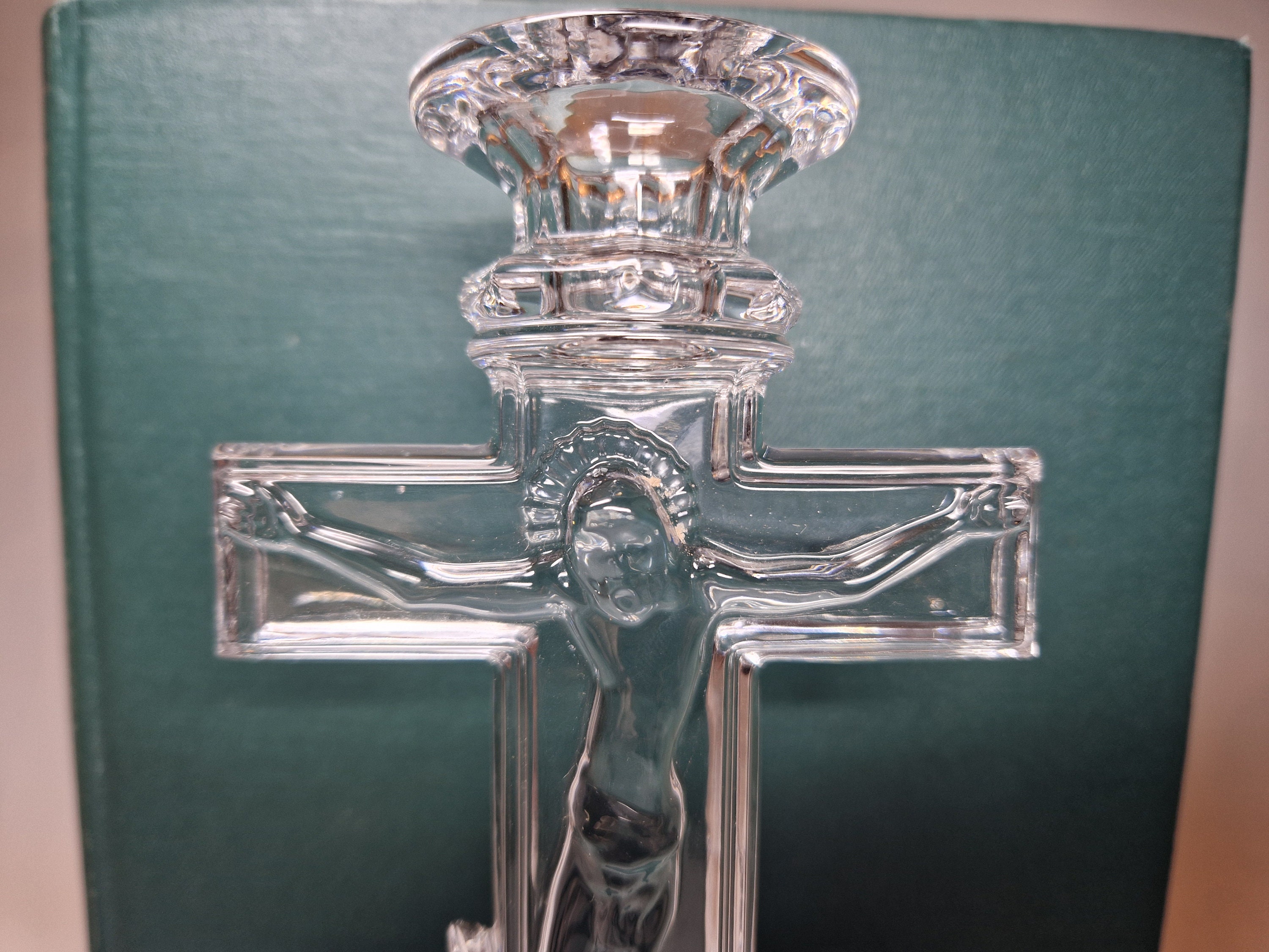 Orthodox Glass Crucifix Cross Candle Holder, Clear Glass Cross Candle ...