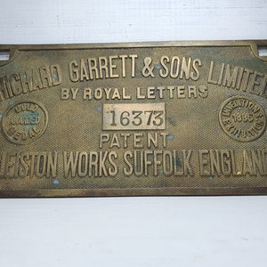 Antique Patent Plaque, Antique Brass Patent Sign England Suffolk, 1885 ...