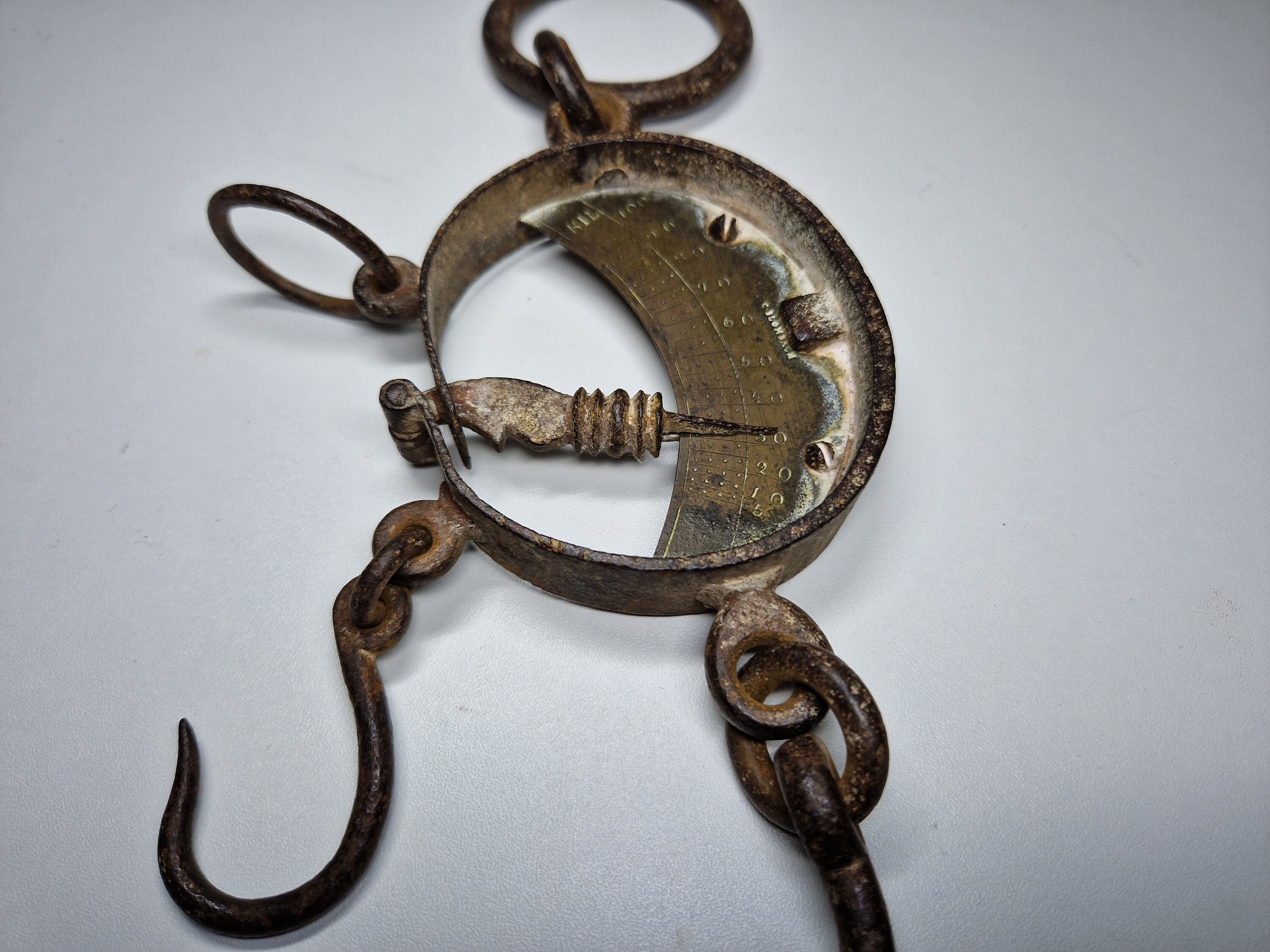 Wrought Iron & Brass Hanging Scale, Carl Blombach Scales, Antique ...