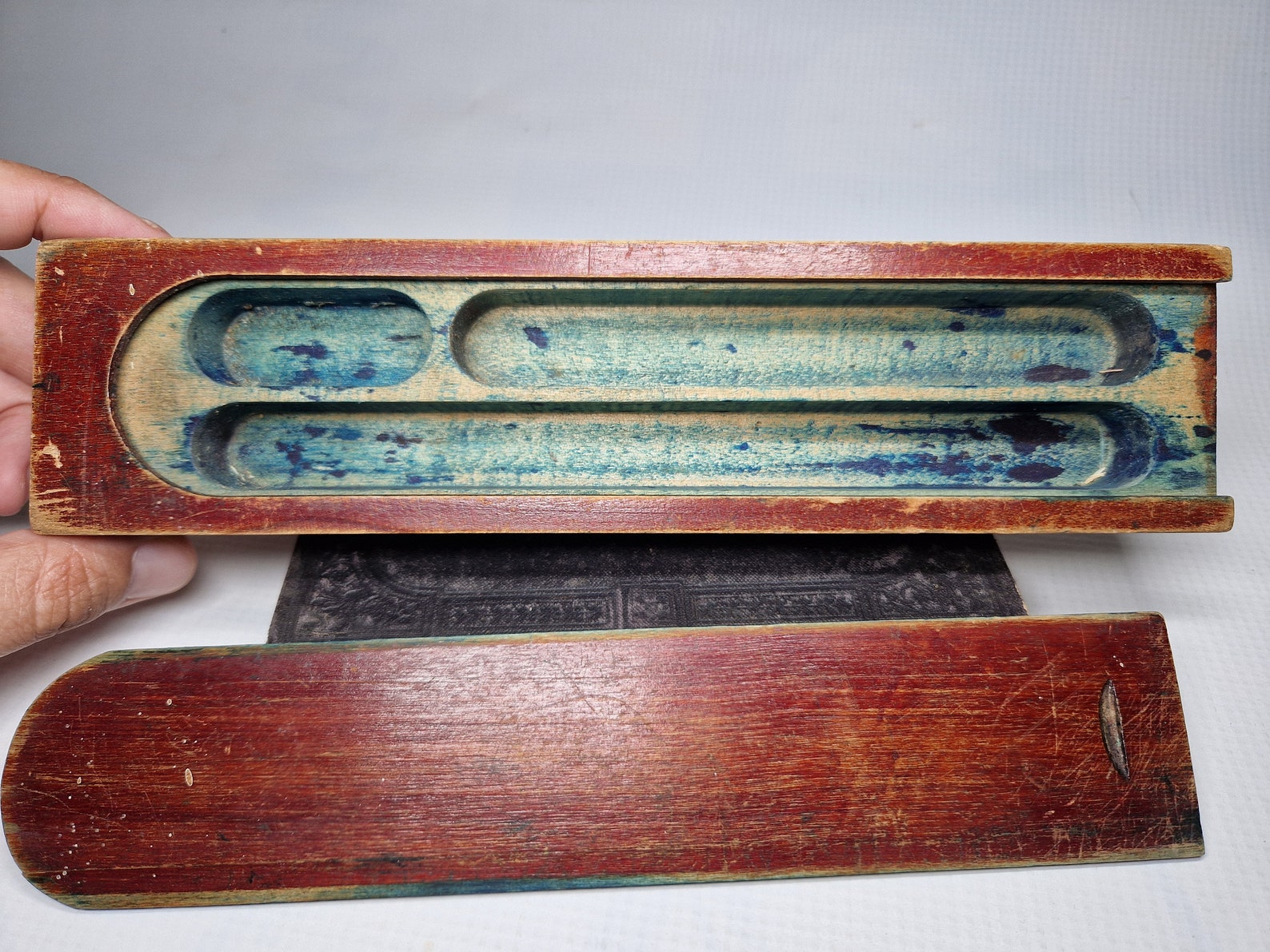 Antique Wood Pencil Box, Primitive School Box With Sliding Lid, Vintage ...