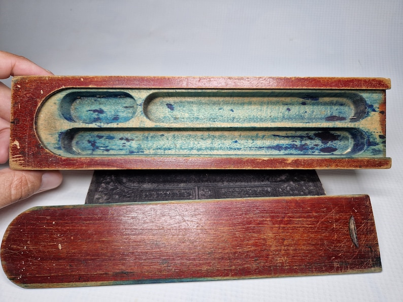 Antique Wood Pencil Box, Primitive School Box With Sliding Lid, Vintage ...