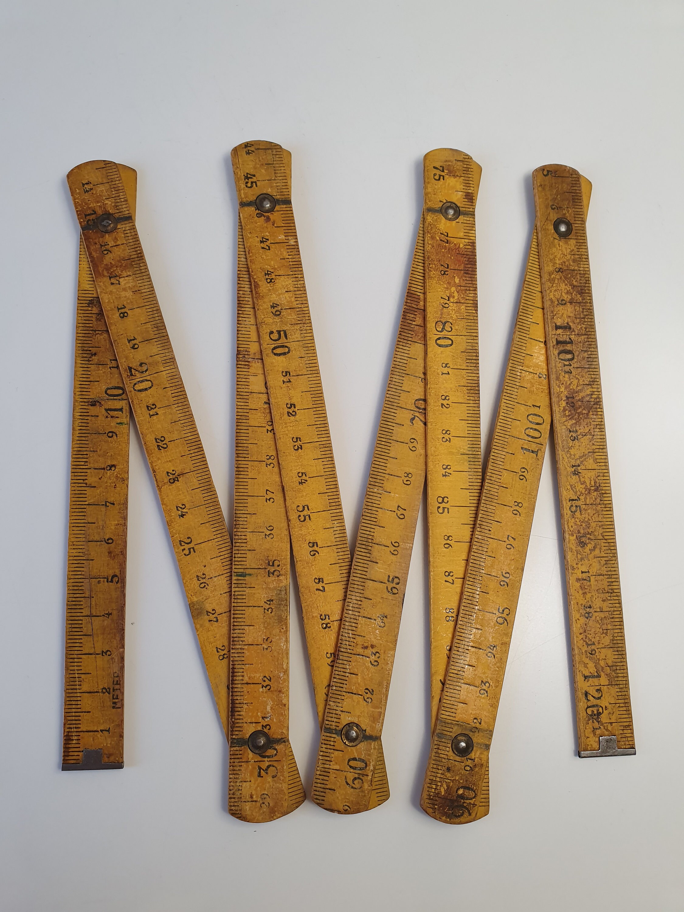 Folding wooden meter Vintage carpenter meter Ruler double | Etsy