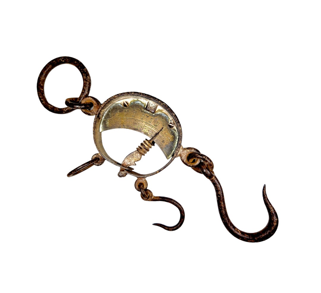 Wrought Iron & Brass Hanging Scale, Carl Blombach Scales, Antique ...