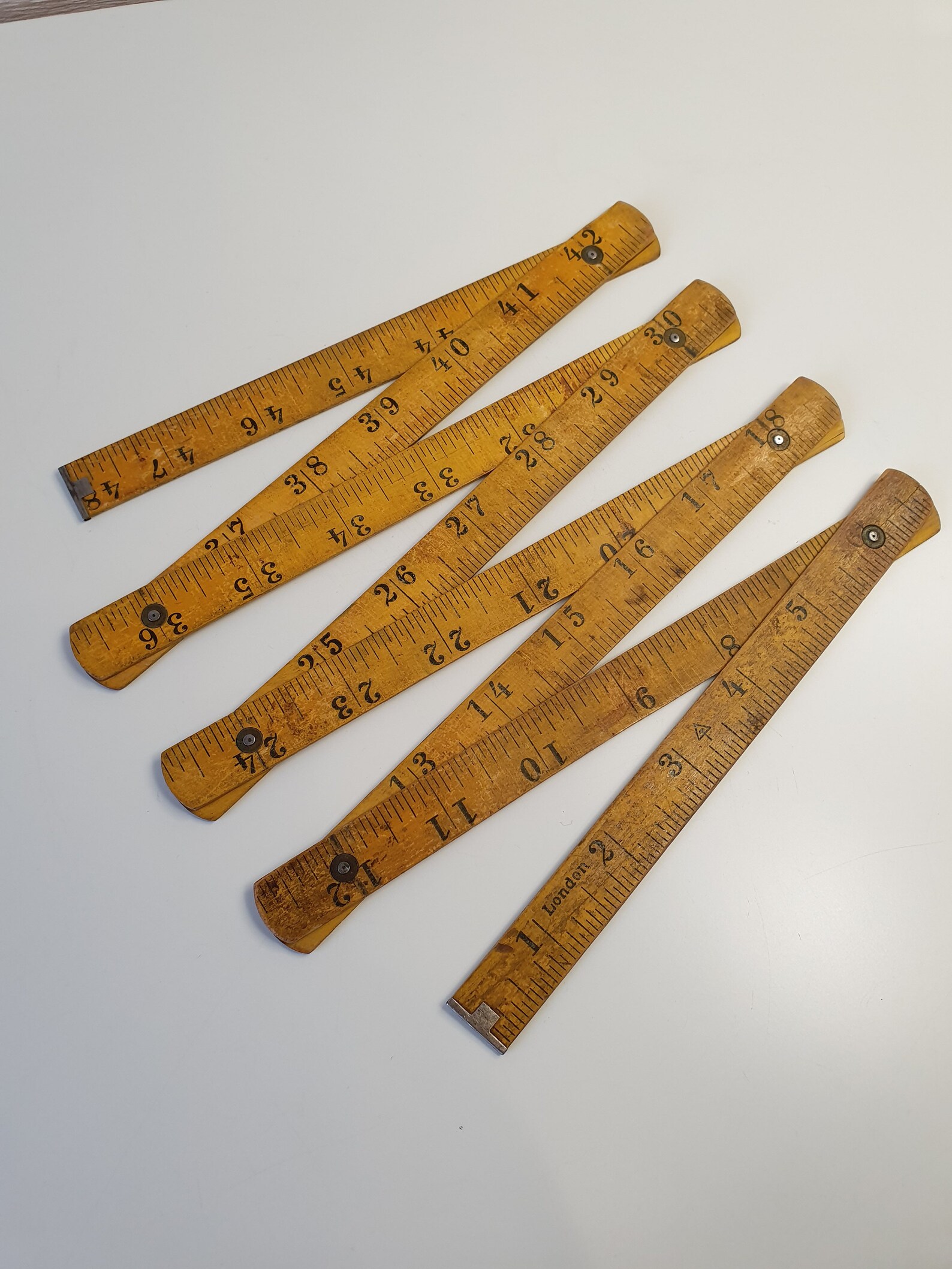 Folding wooden meter Vintage carpenter meter Ruler double | Etsy