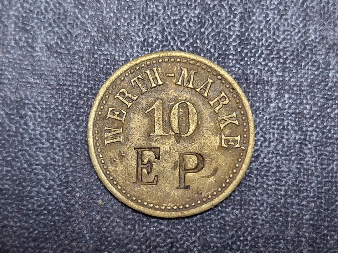 10 Pfennig Wert-marke, German Token 10 Pfennig Wert-marke, Brass Token ...