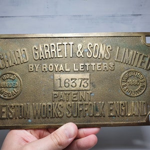 Antique Patent Plaque, Antique Brass Patent Sign England Suffolk, 1885 ...