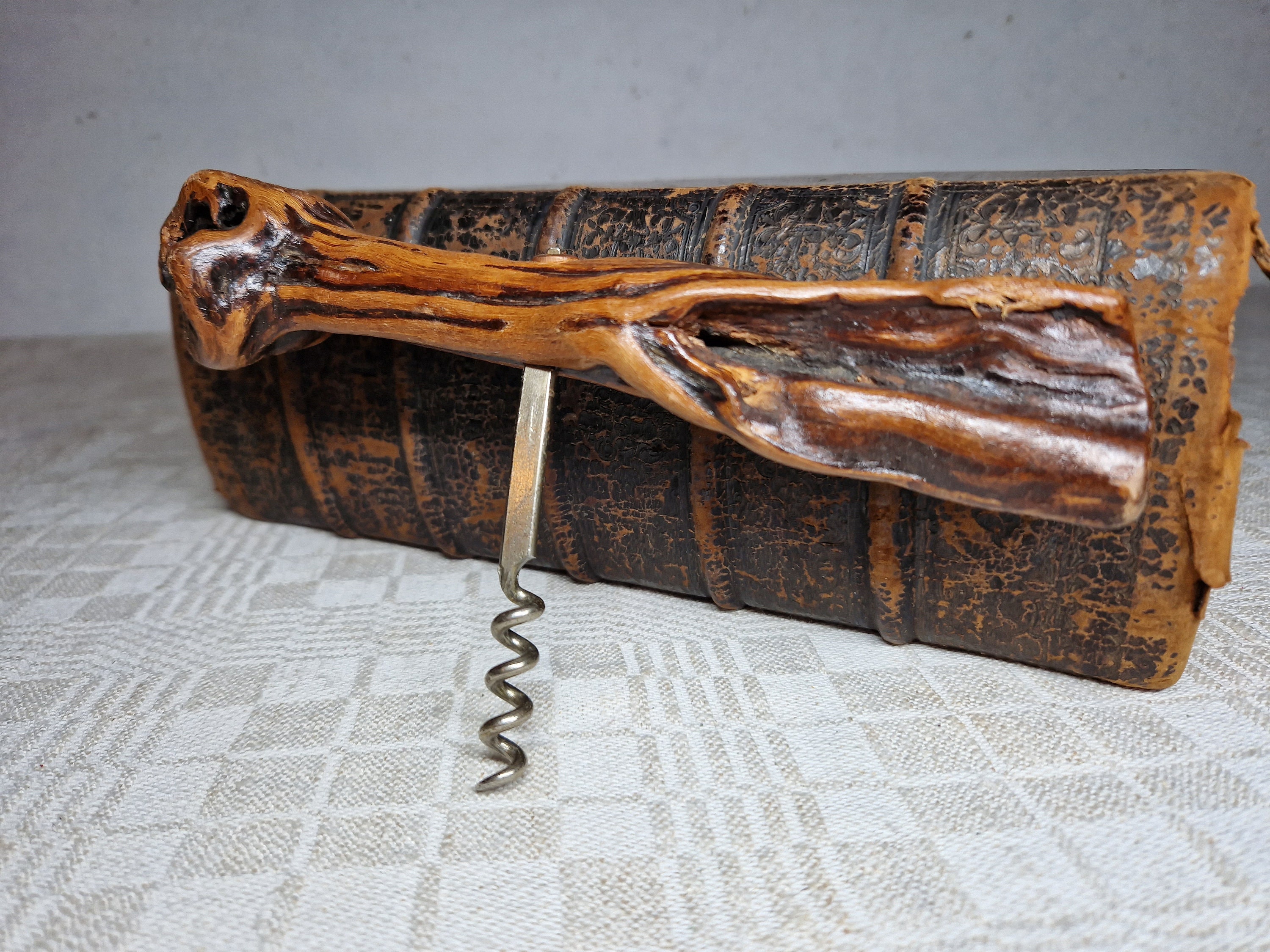 Vintage Wine Cork Screw Bottle Opener Corkscrew With Wooden - Etsy