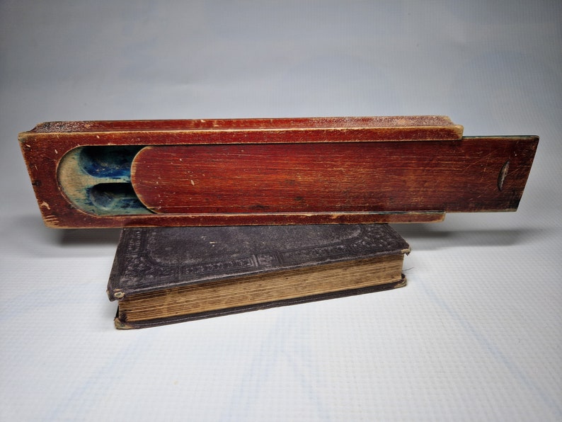 Antique Wood Pencil Box, Primitive School Box With Sliding Lid, Vintage ...