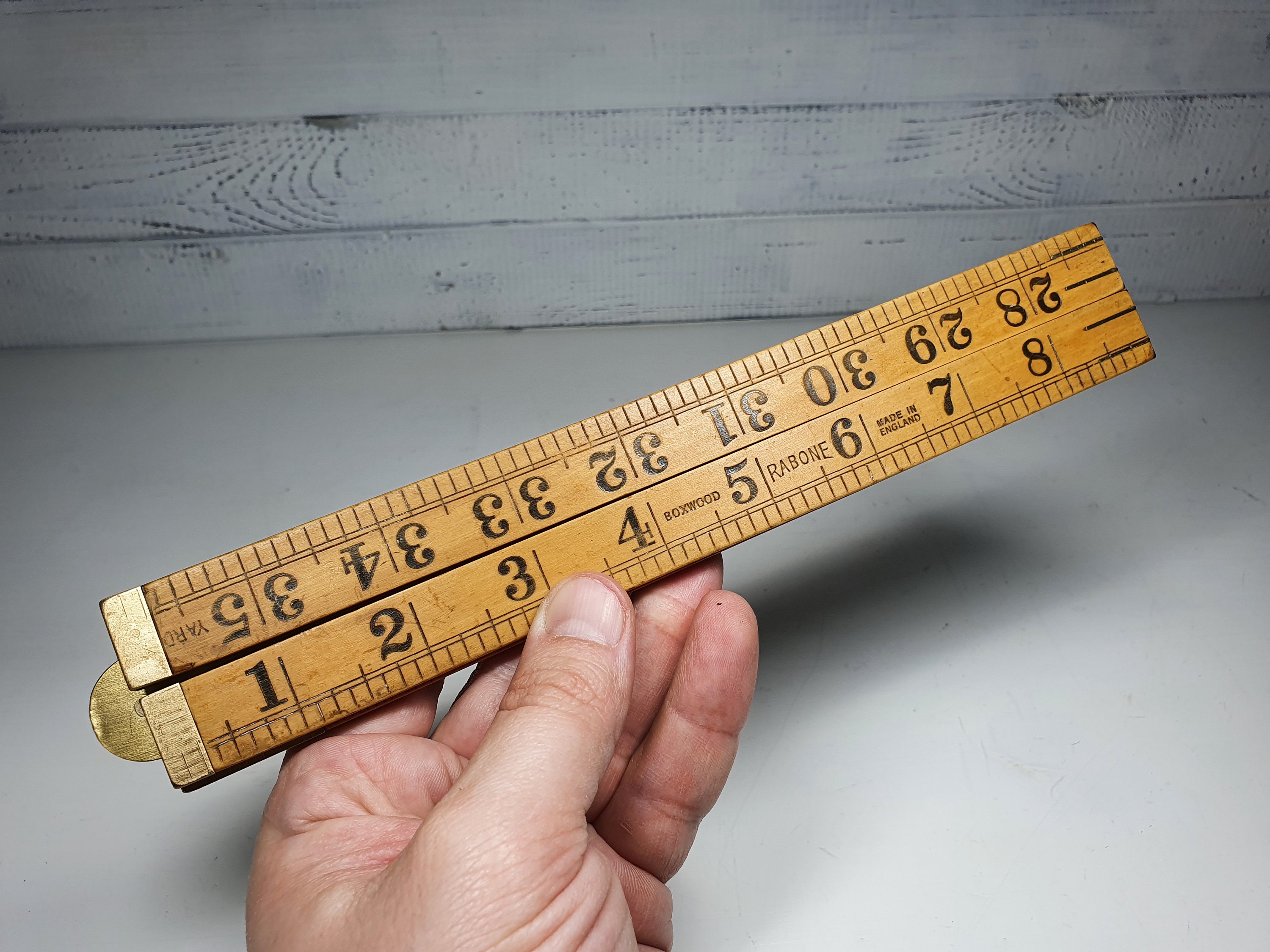Vintage Rabone Folding Ruler Wood and Brass Metal Ruler - Etsy