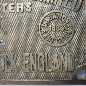 Antique Patent Plaque, Antique Brass Patent Sign England Suffolk, 1885 ...