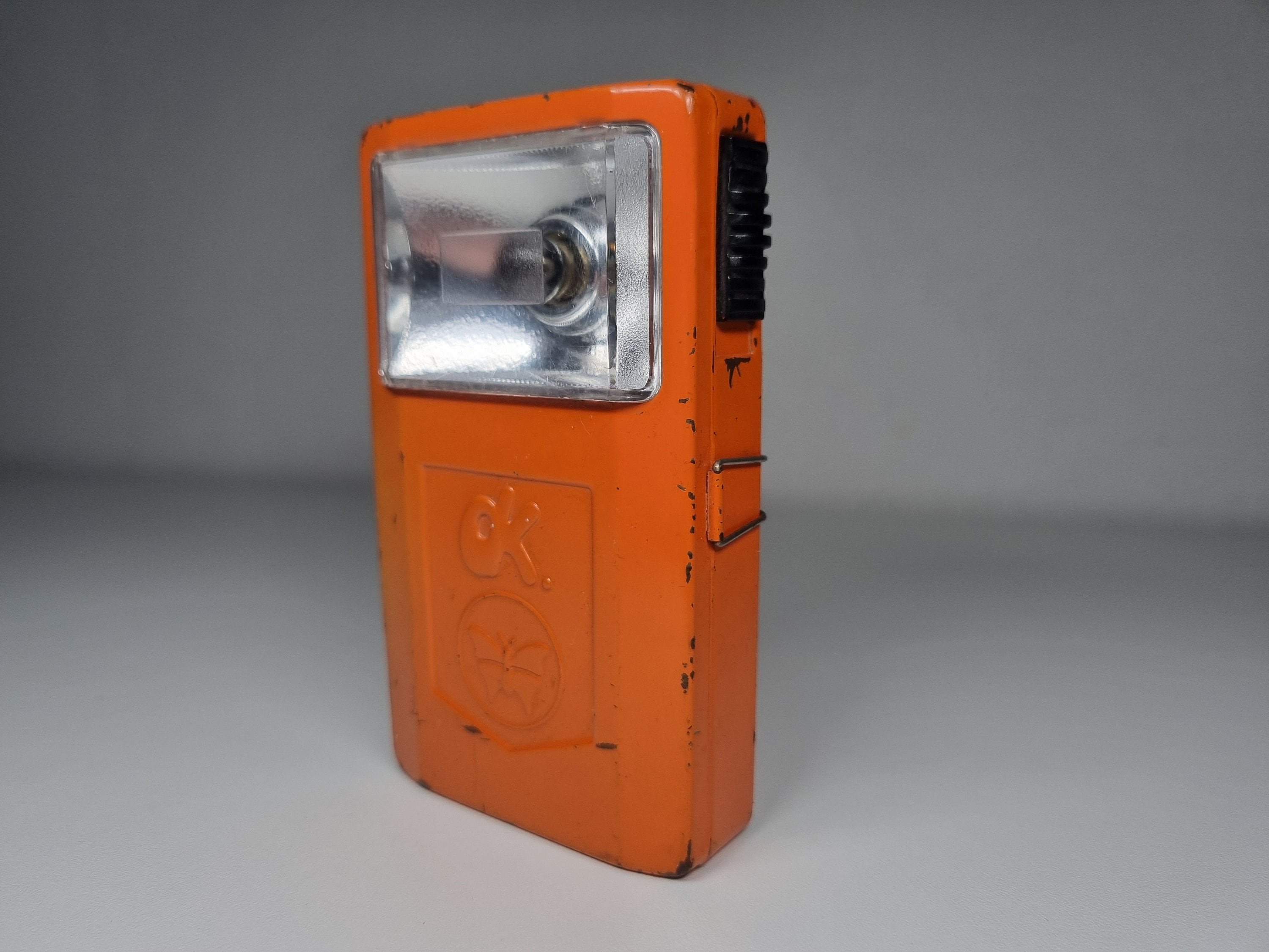 Vintage Flashlight, Made in Italy OK Torch, Orange Color Flashlight ...