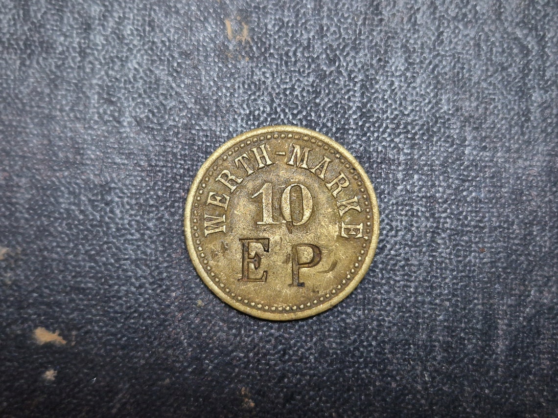 10 Pfennig Wert-marke, German Token 10 Pfennig Wert-marke, Brass Token ...