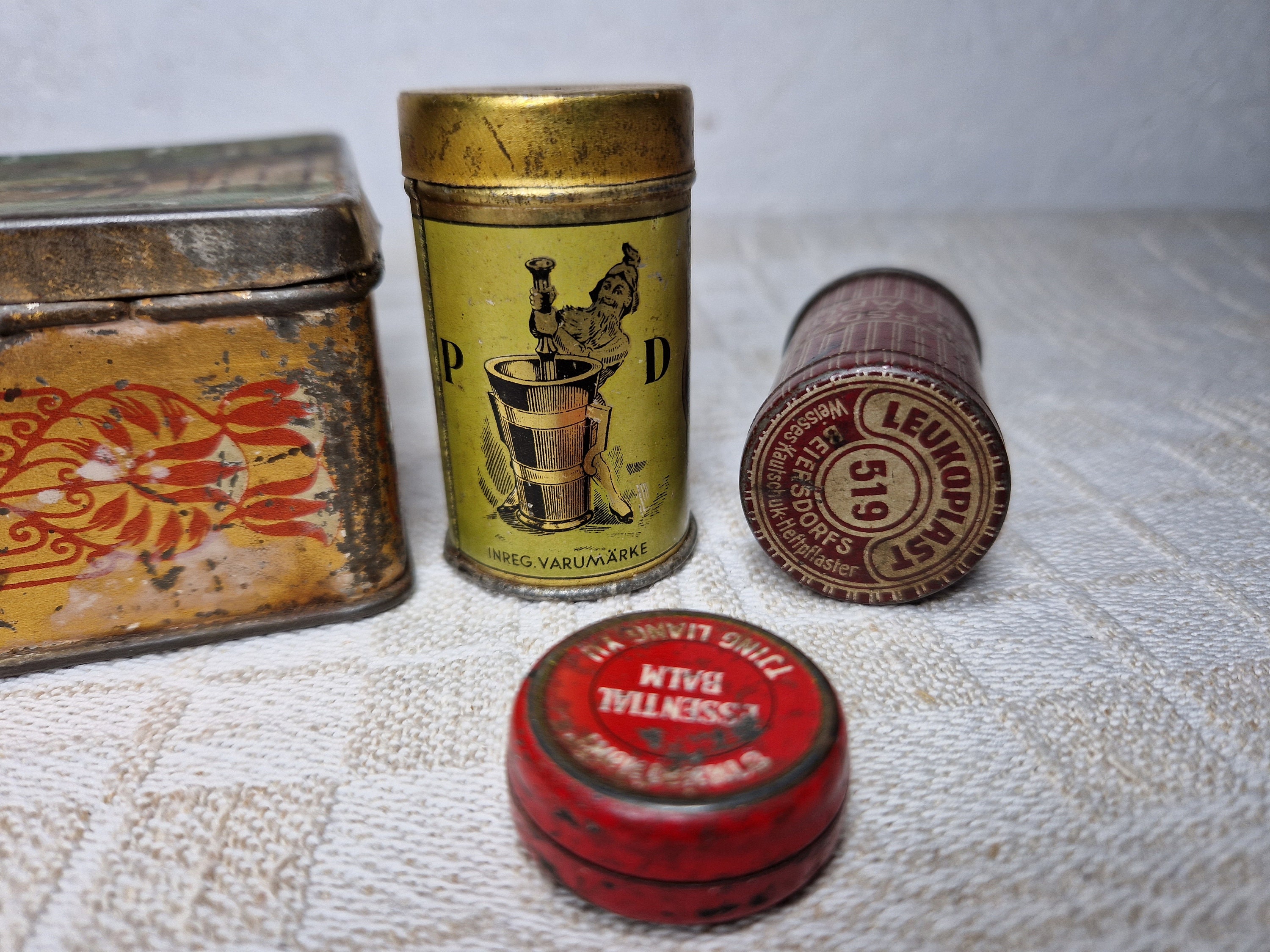 Antique Tin Box Collection, Set of 5 Tin Boxes, Retro Tin Collection ...