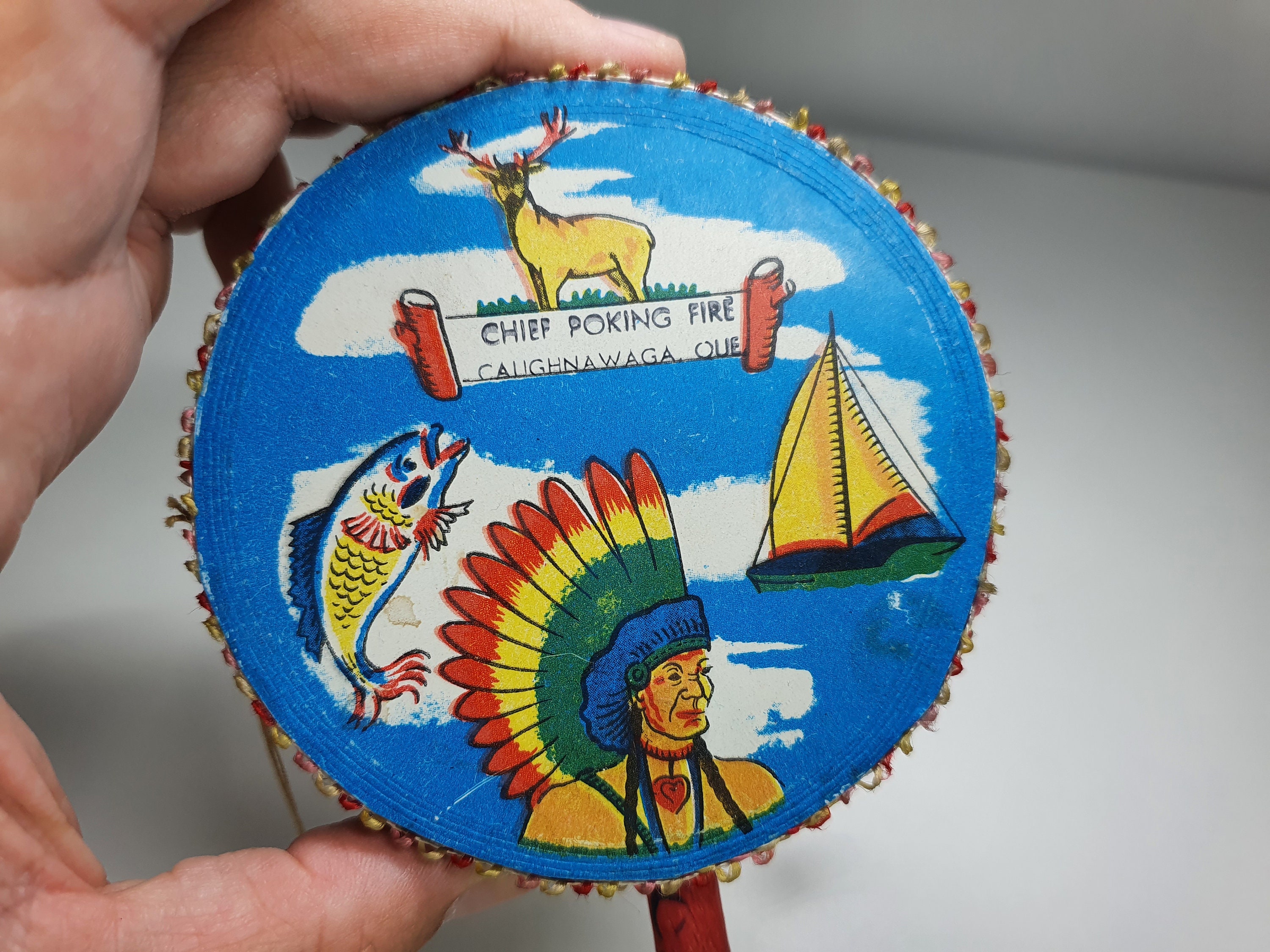 Native Indian Chief Poking Fire Caughnawaga Souvenir, Native Indians ...