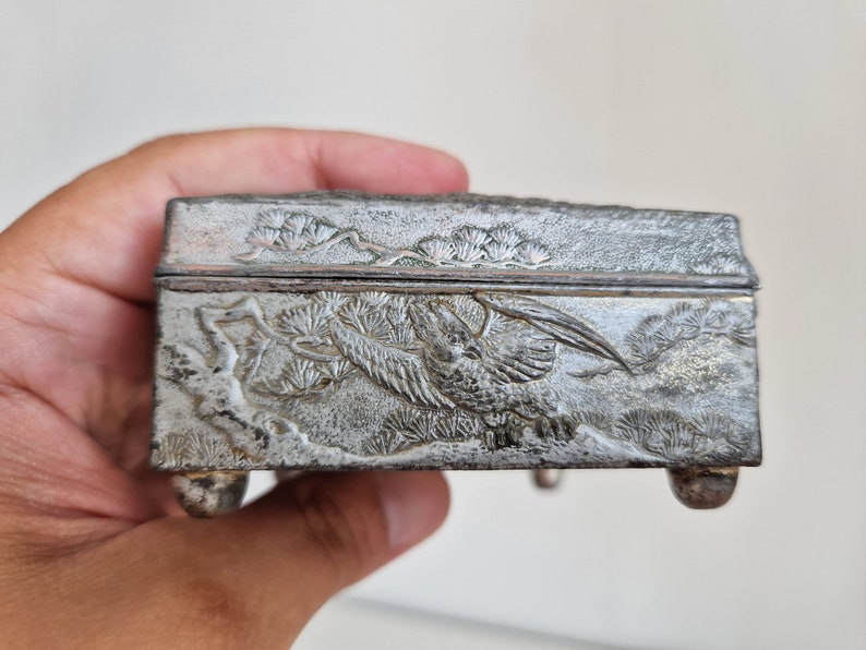 Made in Japan Metal Trinket Box, Japanese Jewelry Trinket Box, Silver ...