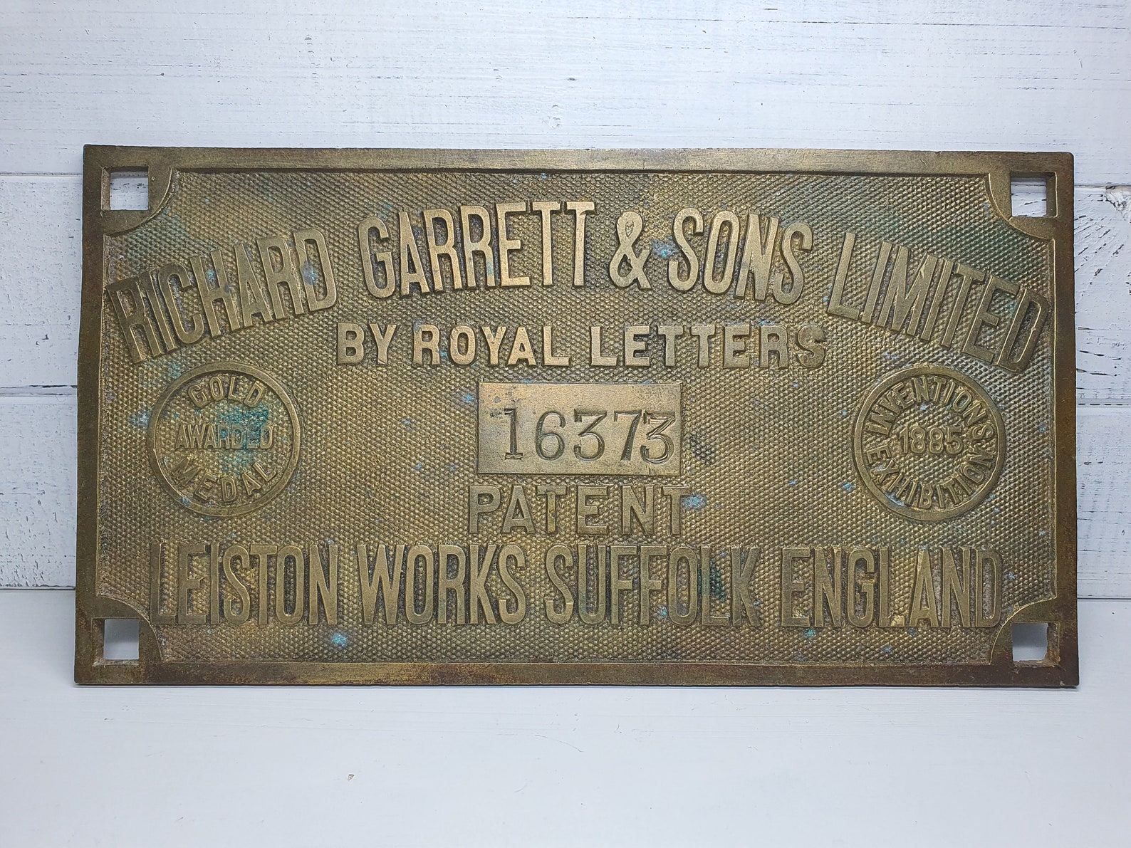 Antique Patent Plaque, Antique Brass Patent Sign England Suffolk, 1885 ...