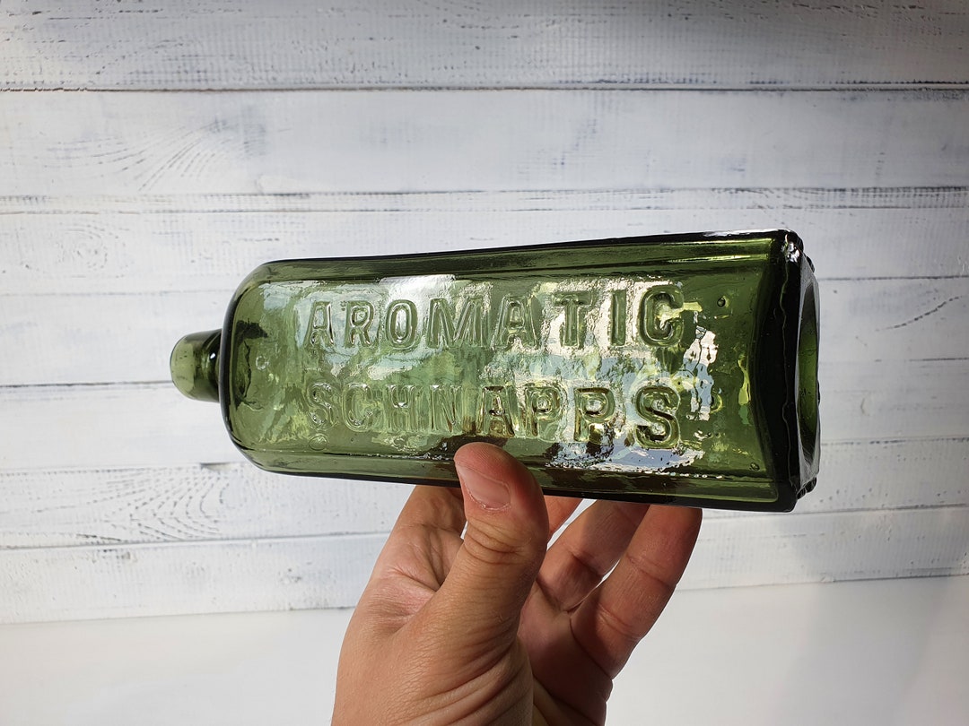 Antique J.J. Melchers Aromatic Schnapps Bottle, Antique Green Glass ...