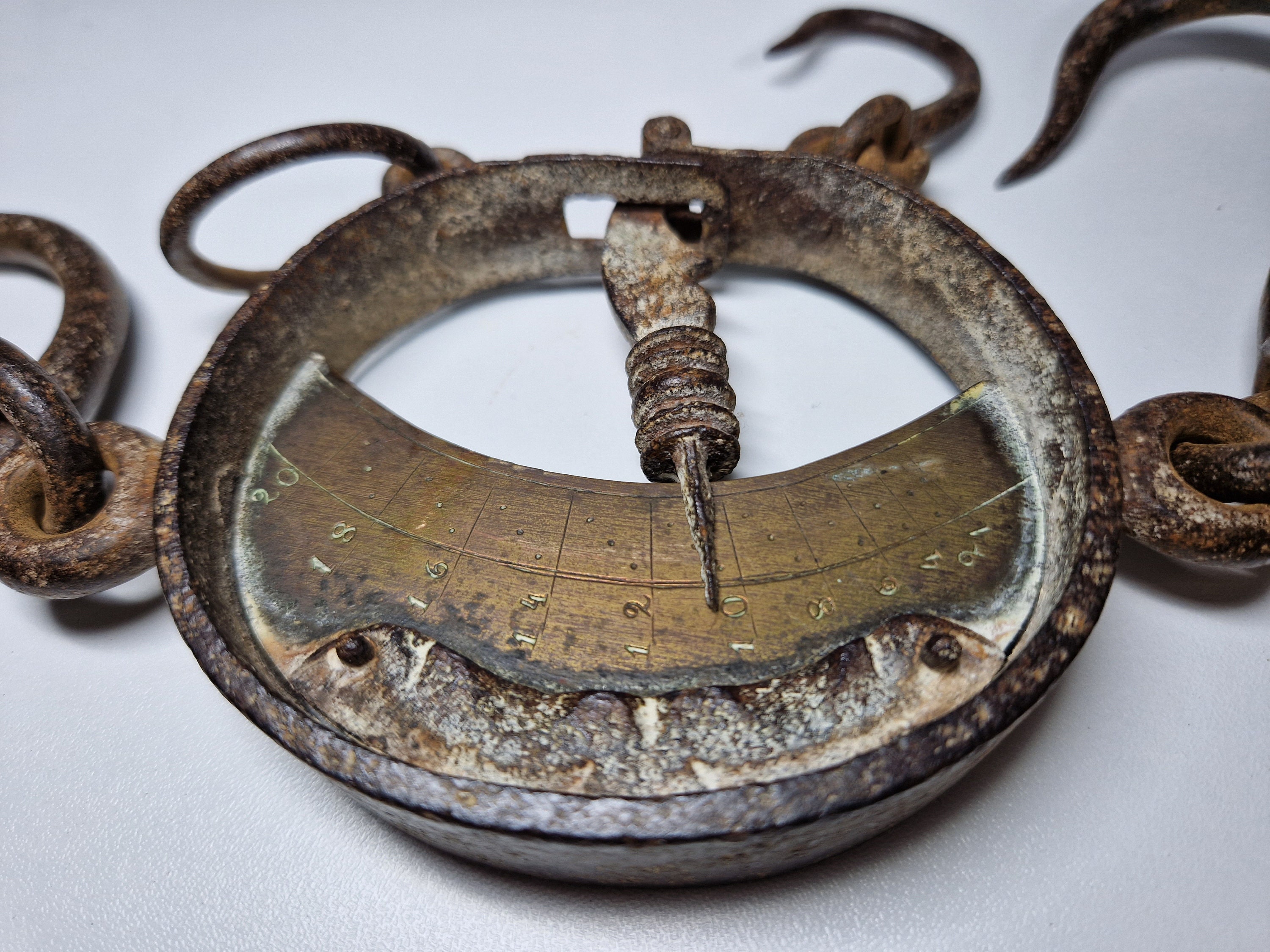 Wrought Iron & Brass Hanging Scale, Carl Blombach Scales, Antique ...