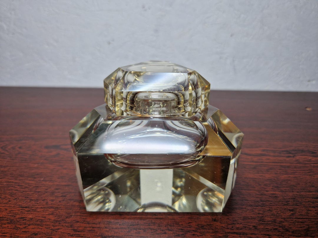 Art Deco Crystal Ink Well 3 Sided Shape, 1930s Sweden Made Glass ...