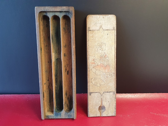 Vintage Wooden Pencil Box