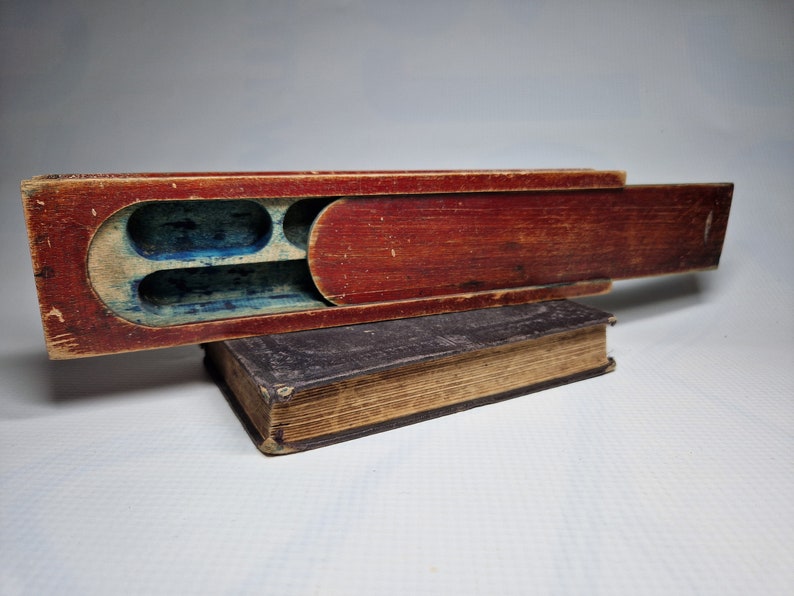 Antique Wood Pencil Box, Primitive School Box With Sliding Lid, Vintage ...